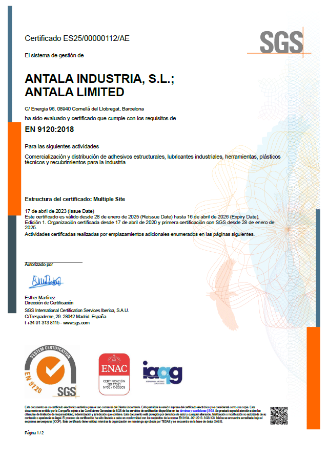 Certificados - Antala Industria